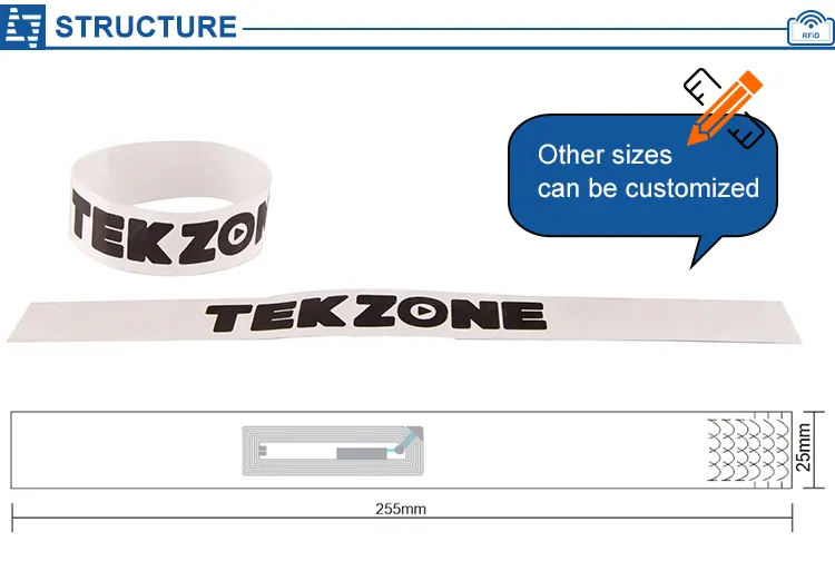 LDF-25525B Gelang RFID Tyvek Tyvek - warna utama